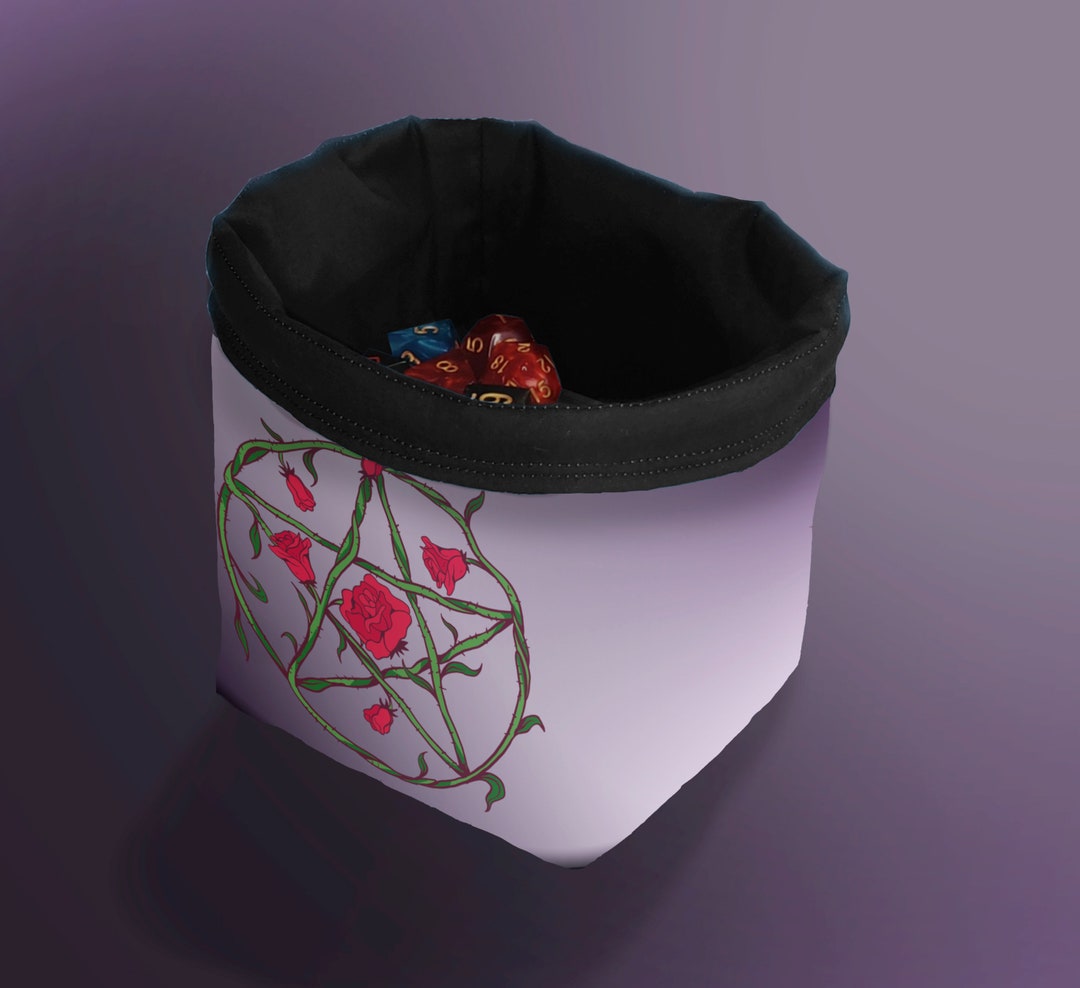 Pentagram Roses Dice Bag, Purple Gothic Themed Drawstring Pouch for Dnd ...