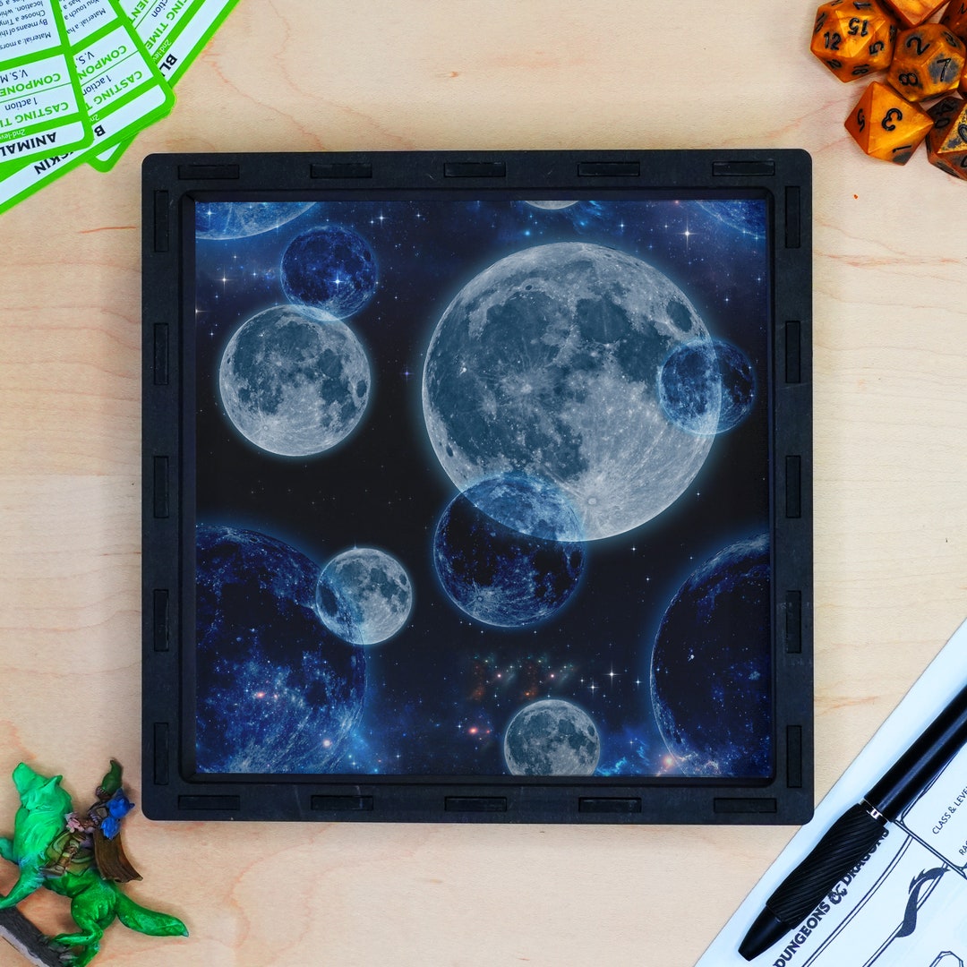 Blue Moon Dice Tray, Celestial Gaming MDF Dice Box, Wooden D&D Tabletop ...