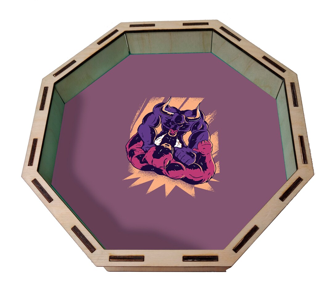 Fighting Bull Dice Tray, Octagon Gaming Tray, Large Wooden Dice Tray ...