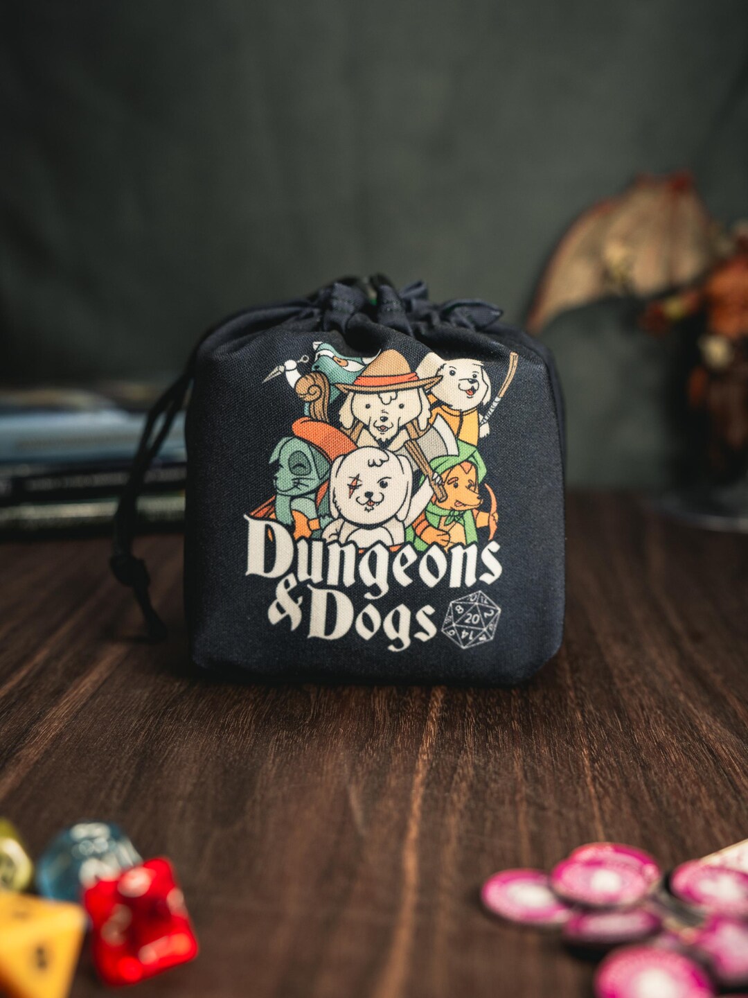 Dog D&D Dice Bag: Dungeons and Dogs Drawstring Pouch - Etsy