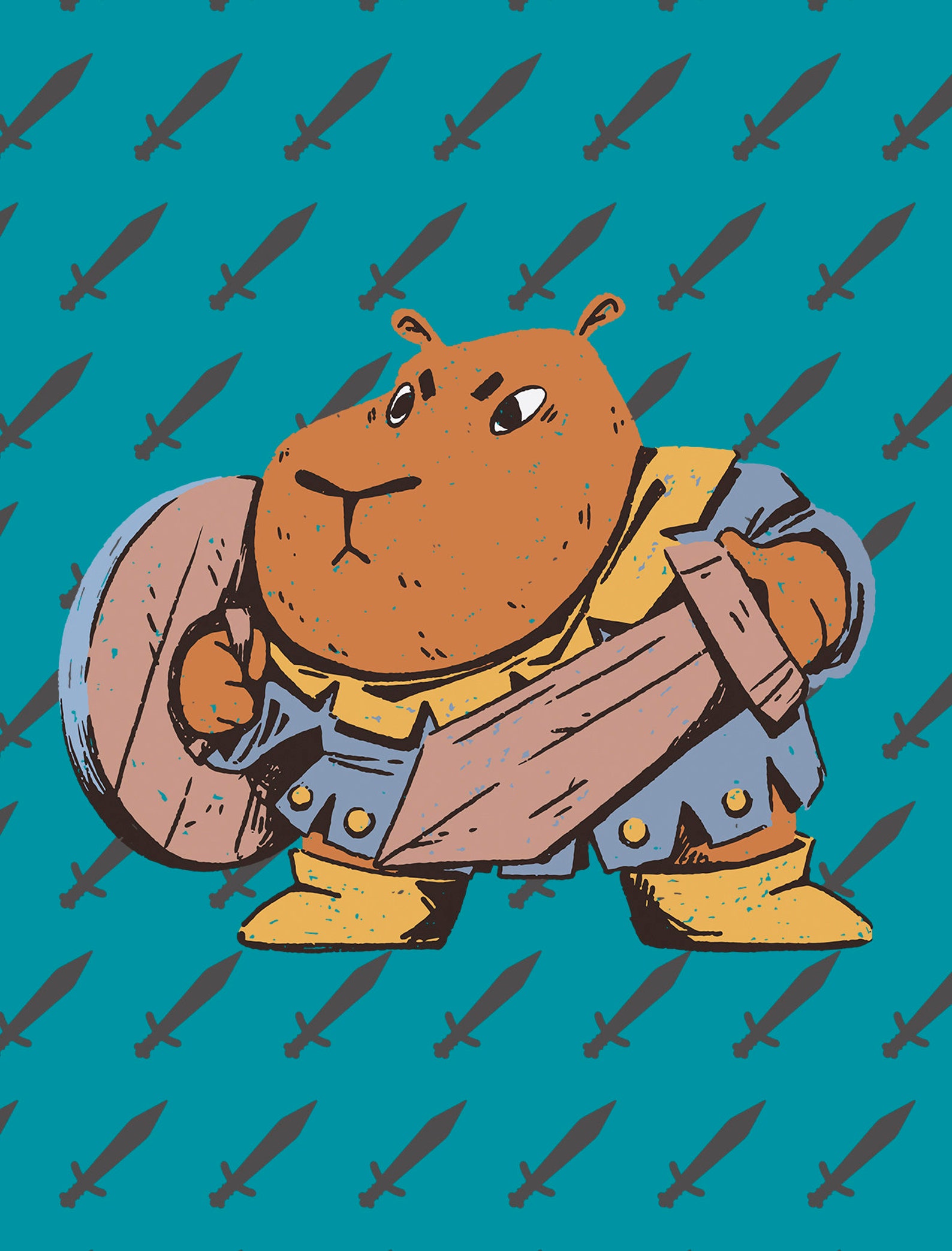 Art Print Capybara Art Print Capybara Warrior Game Room Wall - Etsy