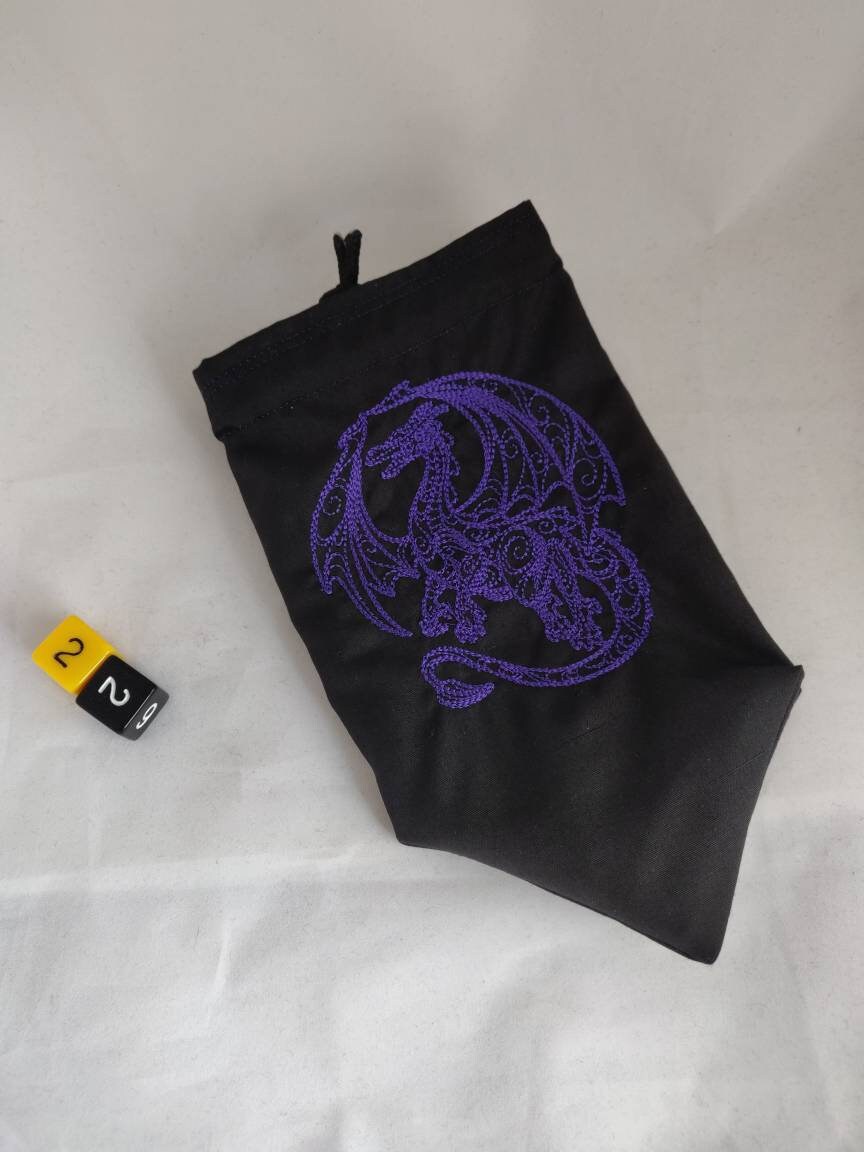 Dragon Dice Bag Purple D&D Dice Bag Meeple Bag Tile | Etsy