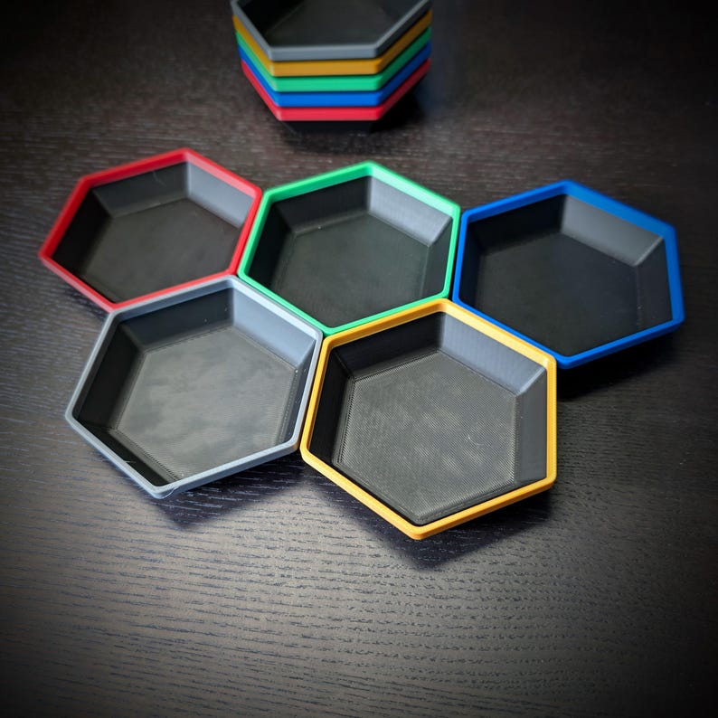 Hexagon Stacking Board Game Token Trays: Mix & Match Colours Set of ...