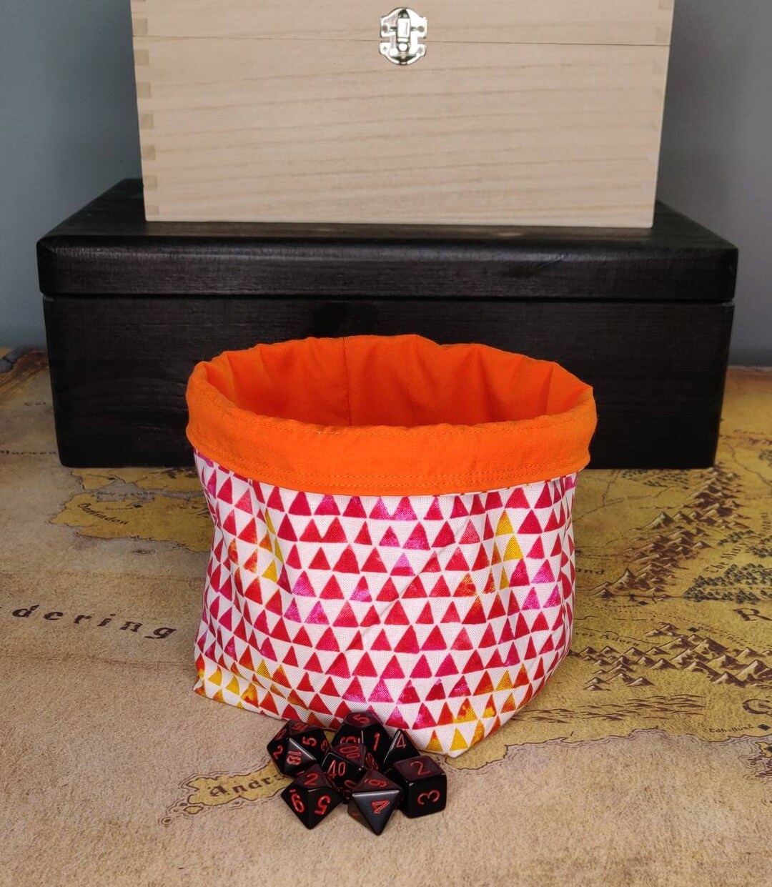 Triangle Print Dice Bag Square Tile Pouch Cotton Freestanding ...