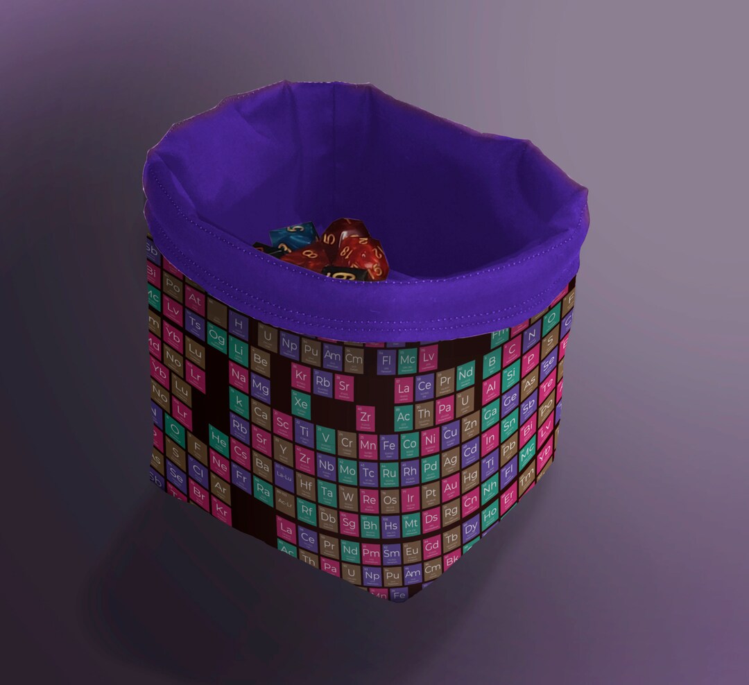 Periodic Table Dice Bag, Tabletop Board Gaming Freestanding Drawstring ...