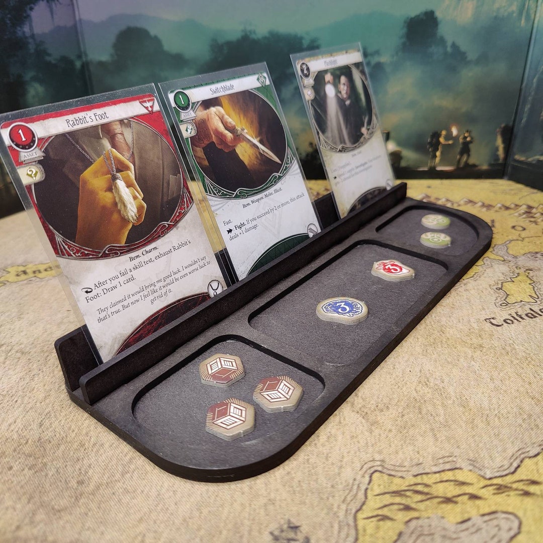 Board Game Card Holder With Tray, Black Tabletop Gaming Card Rail ...