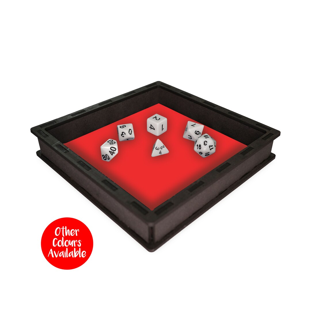 Square Wooden Dice Tray, Black Wooden D&D Tabletop Rolling Tray for ...