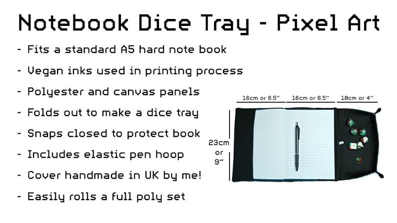 Pixel Art Notebook, Fabric Covered Journal, Notebook Cover, D&D Dice ...