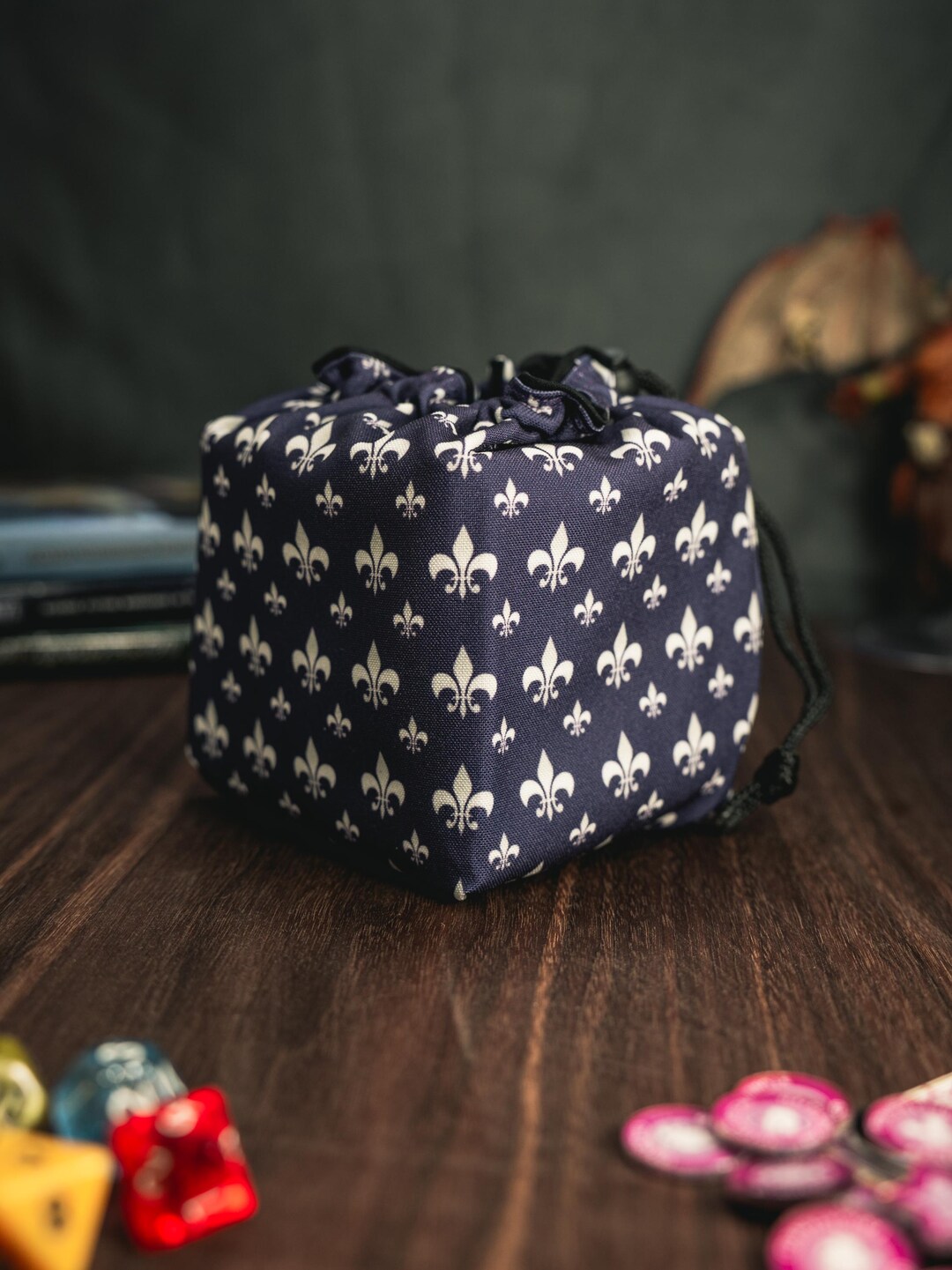 Fleur De Lis Dice Bag: Freestanding RPG Gaming Token Pouch - Etsy