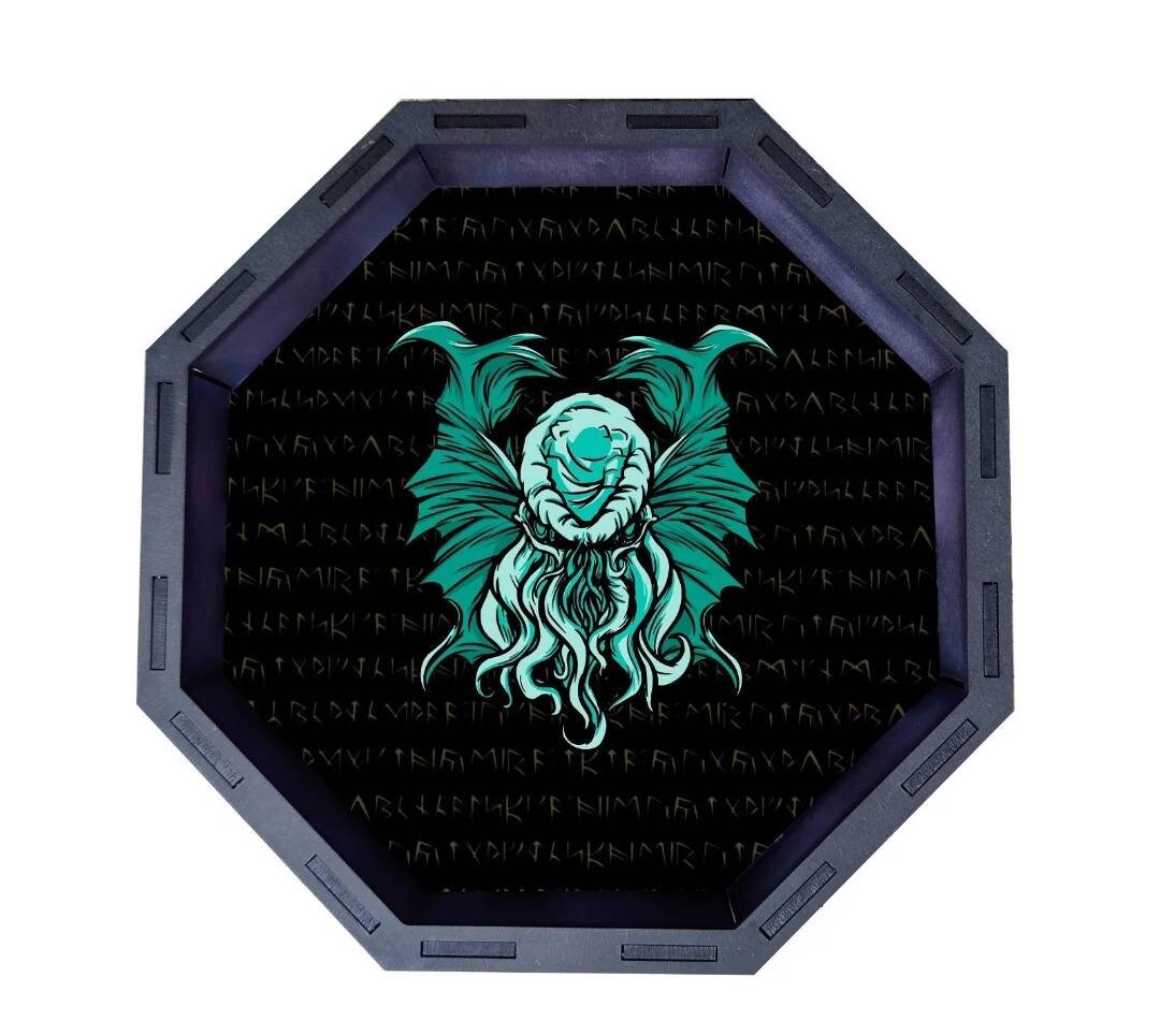 Eldritch Cthulhu Dice Tray, Octagon Games Tray, Large Wooden Dice Tray ...