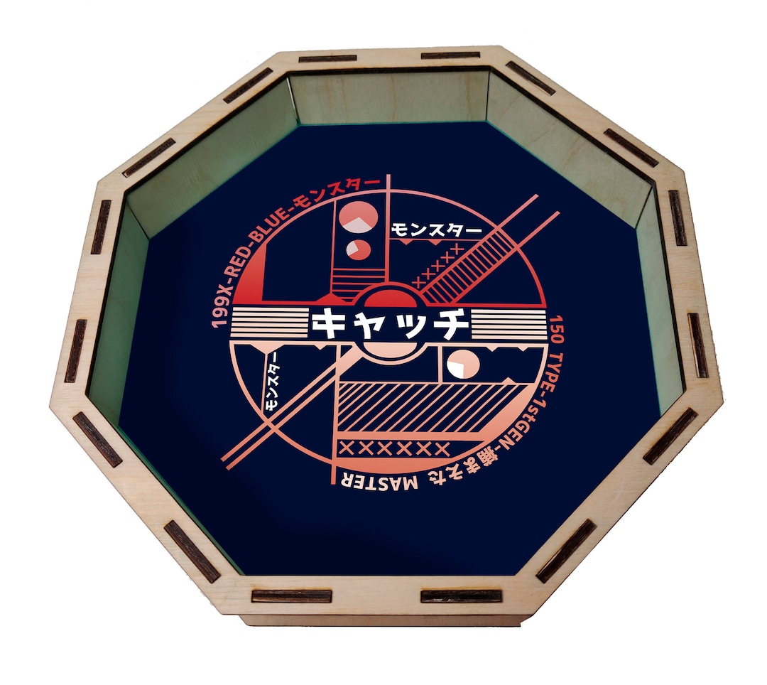 Large Octagon Dice Tray, Pokeball Pokemon Inspired Rolling Tray for ...