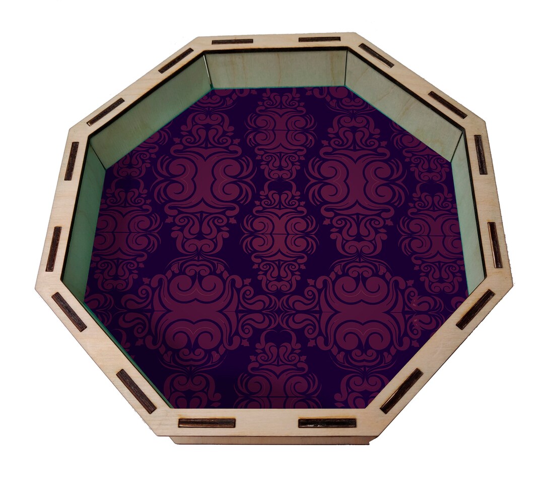 Art Deco Octagon Dice Tray, Patterned Large Wooden Tabletop Rolling ...