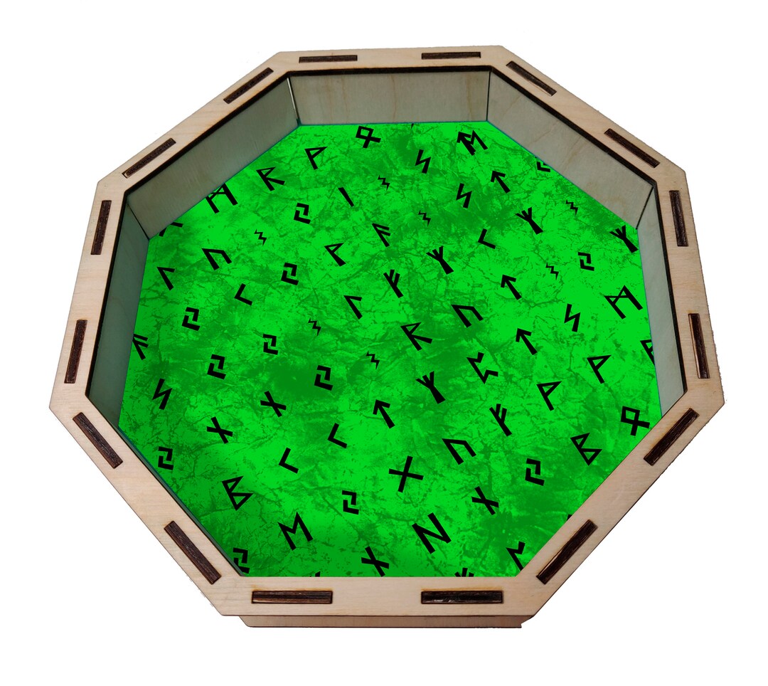Octagon Dice Tray, Dwarven/elven Runes Tray, Gaming Wooden Dice Tray ...