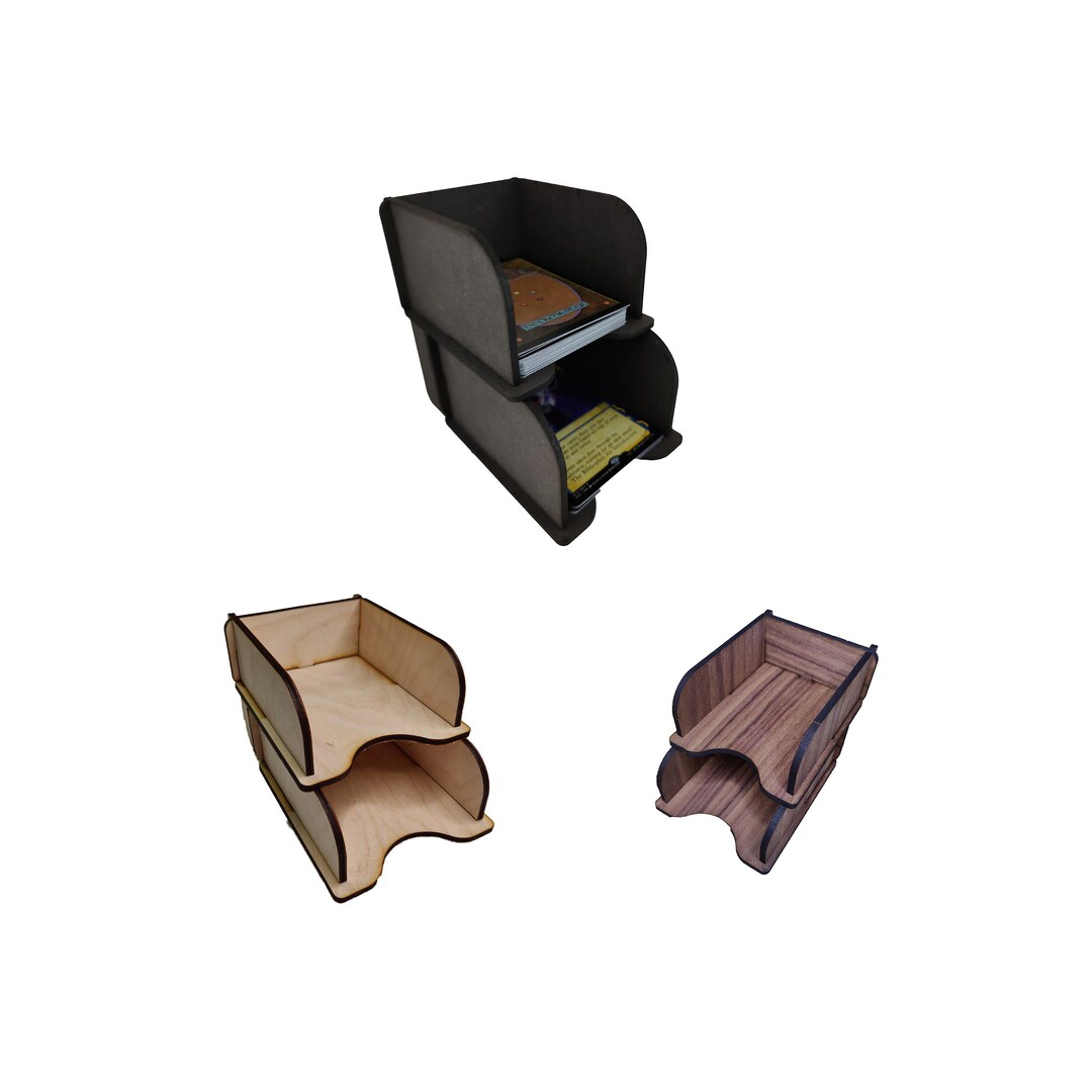 Wooden Deck Organiser, Draw/discard Box in Two Sizes, Wooden Card ...