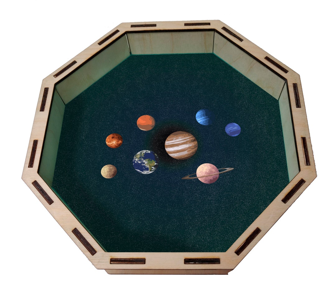 Solar System Dice Tray, Ash Wood Dice Tray, Large Octagon Wooden Dice ...