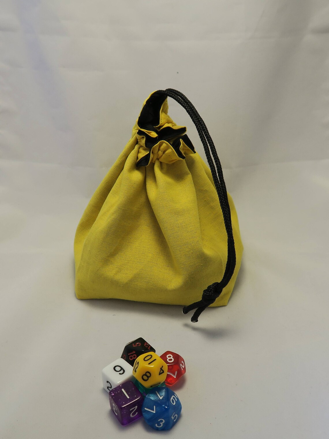 Large Dice Bag - Tile Pouch - Game Bag - Yellow and Black ...