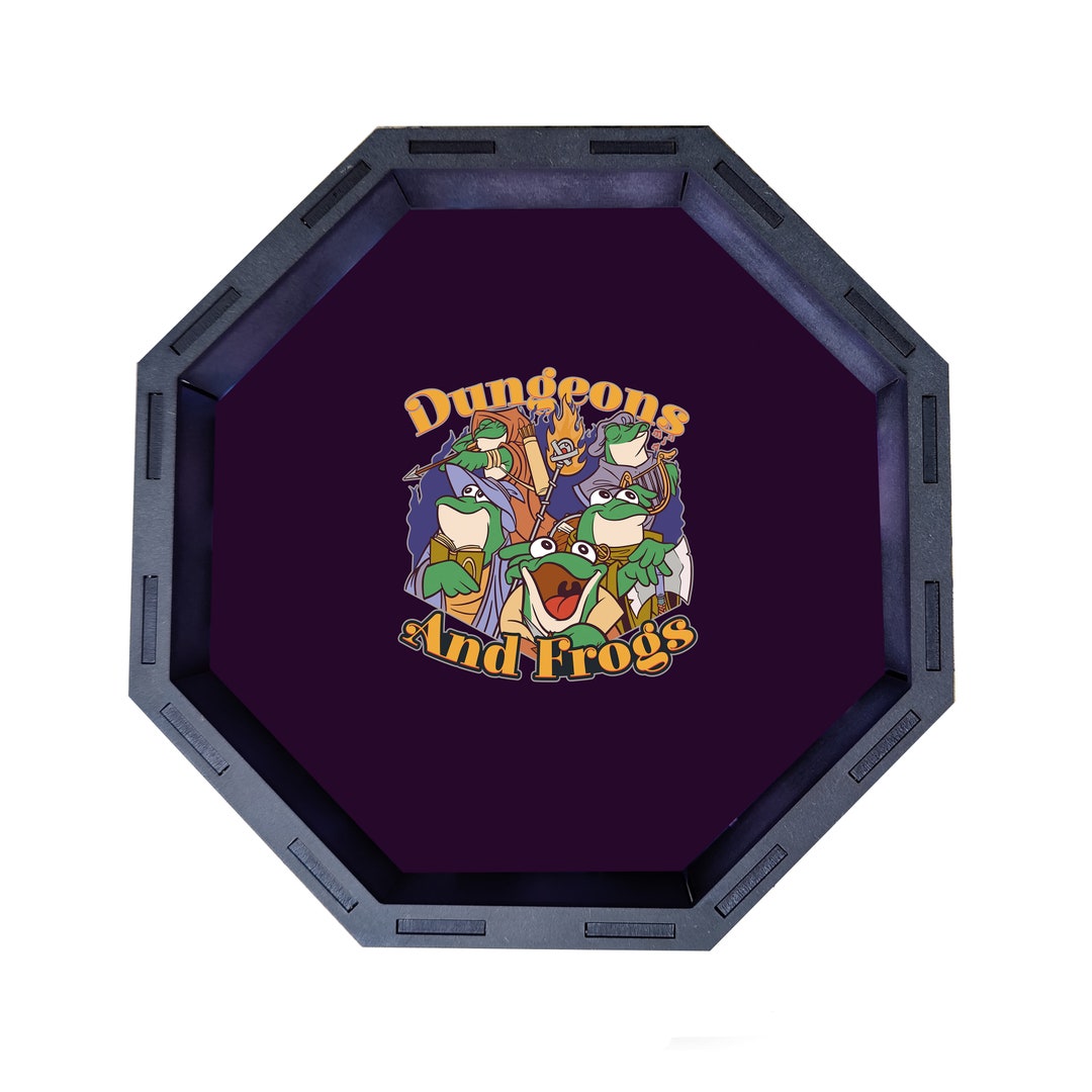 Dungeons and Frogs Dice Tray, Octagon Large Wooden Dice Bowl, Tabletop ...