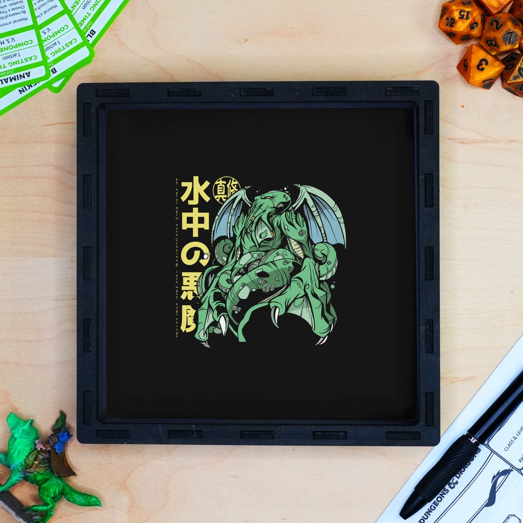 Anime Cthulhu Dice Tray Arkham Horror, Black Wooden Gaming Dice Box, D ...