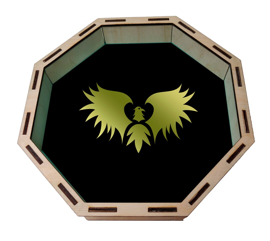 Golden Eagle Dice Tray, Octagon Gaming Tray, Large Wooden Dice Tray ...