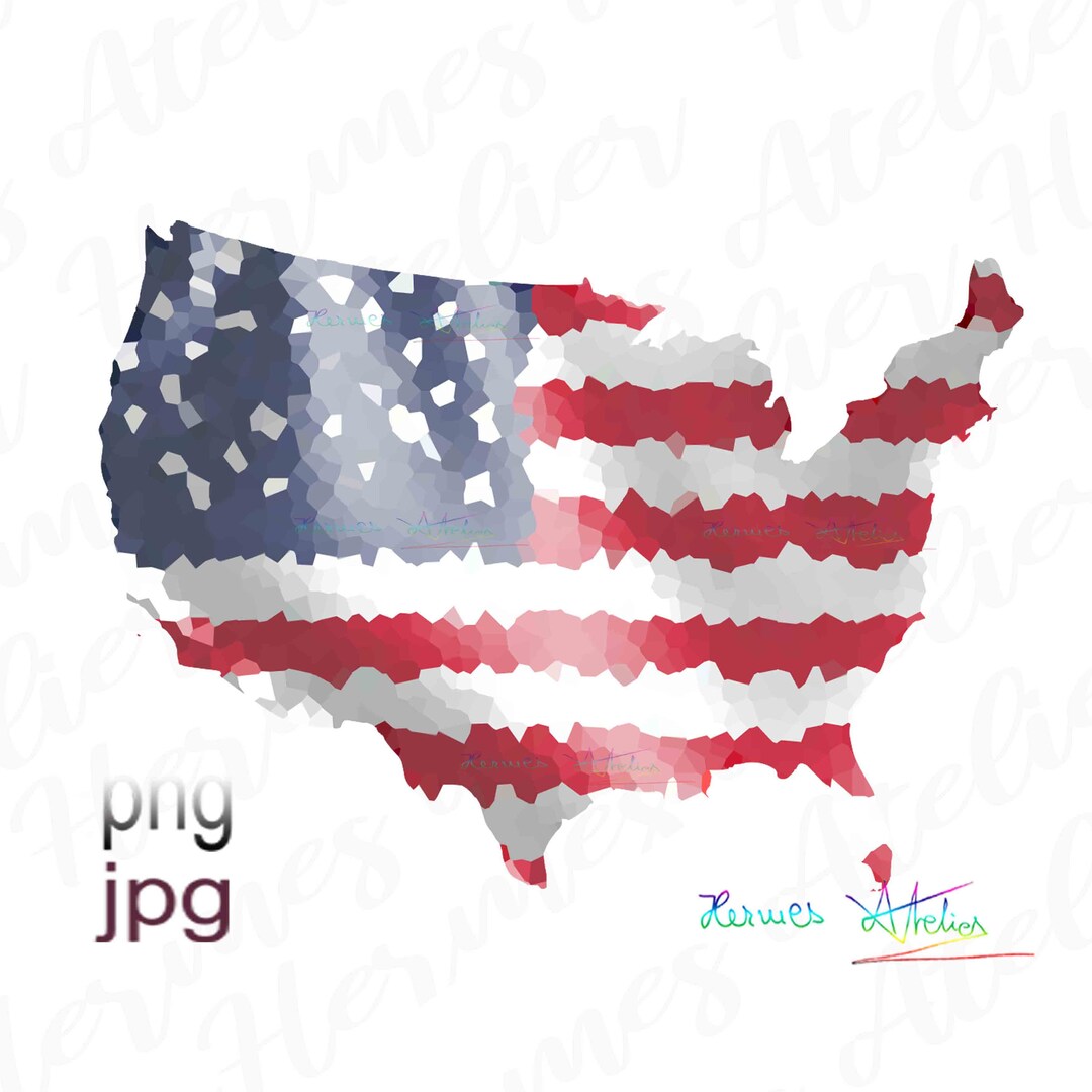 Stylized US Map Clipart, Flag Clipart Png, Jpg, United States Flag Map ...