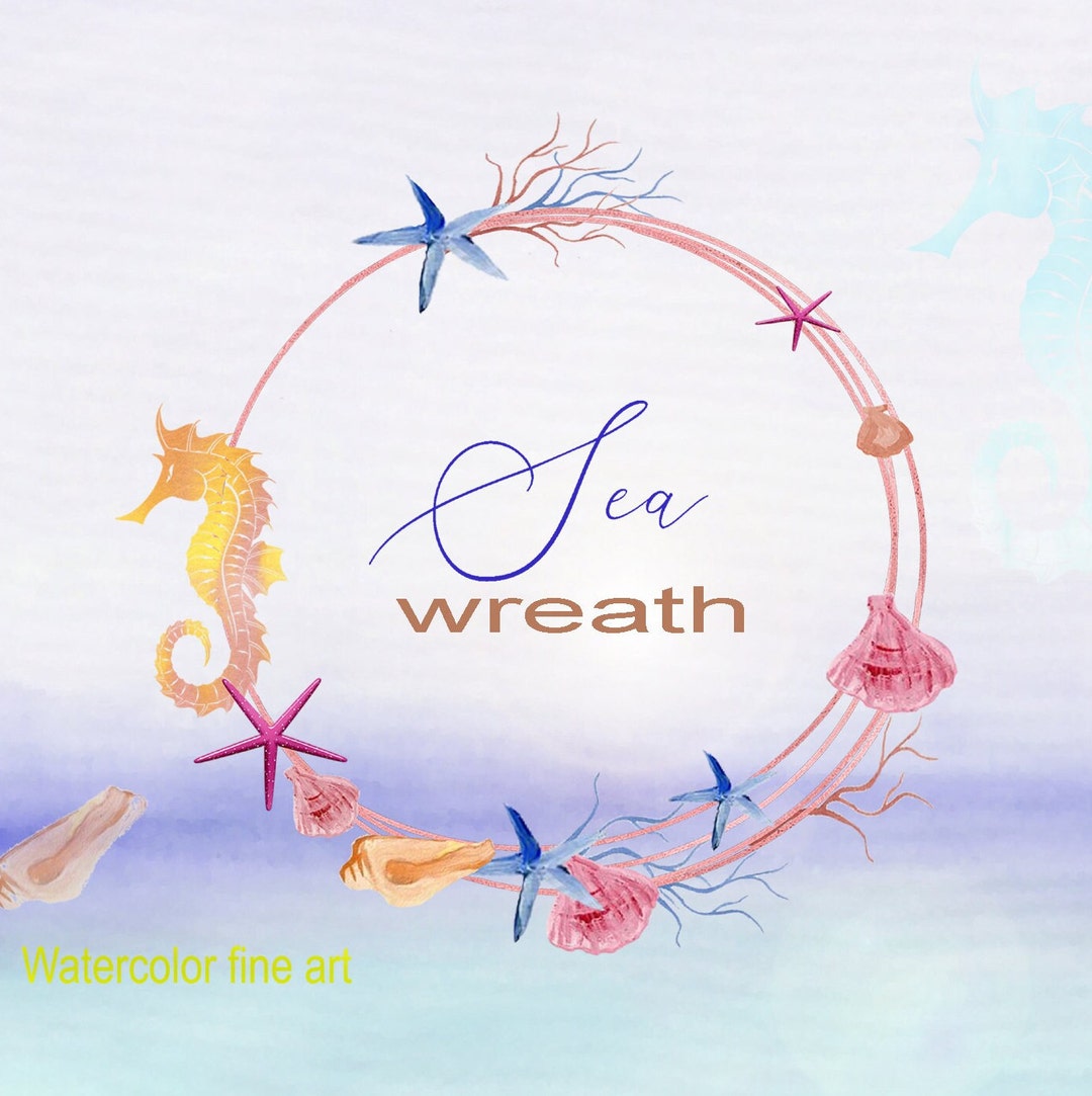 Sea Life Frame. Ocean Seahorse Clipart. Underwater Borders and Wreaths ...
