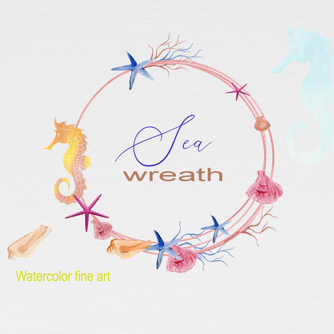 Sea Life Frame. Ocean Seahorse Clipart. Underwater Borders and Wreaths ...