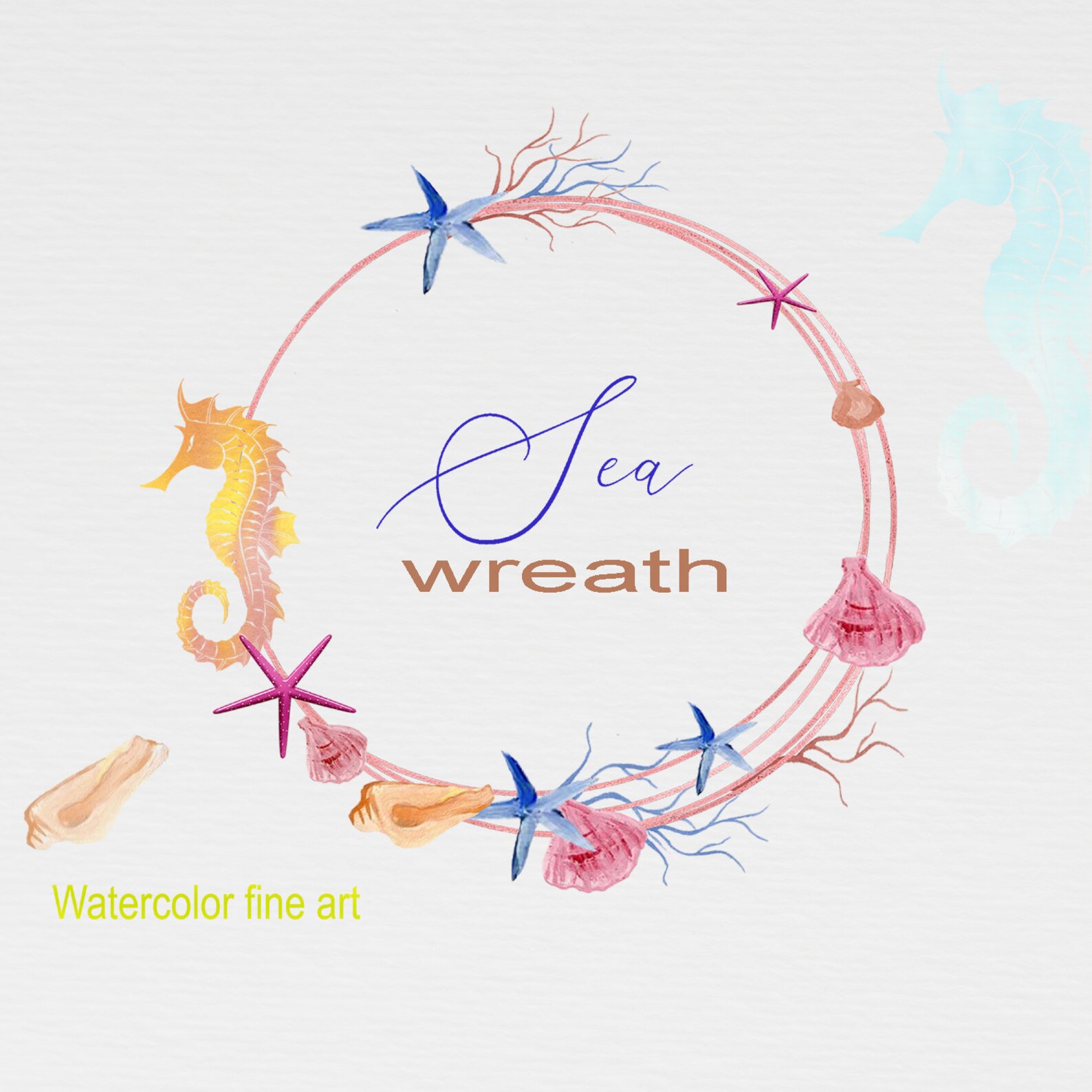 Sea Life Frame. Ocean Seahorse Clipart. Underwater Borders and Wreaths ...