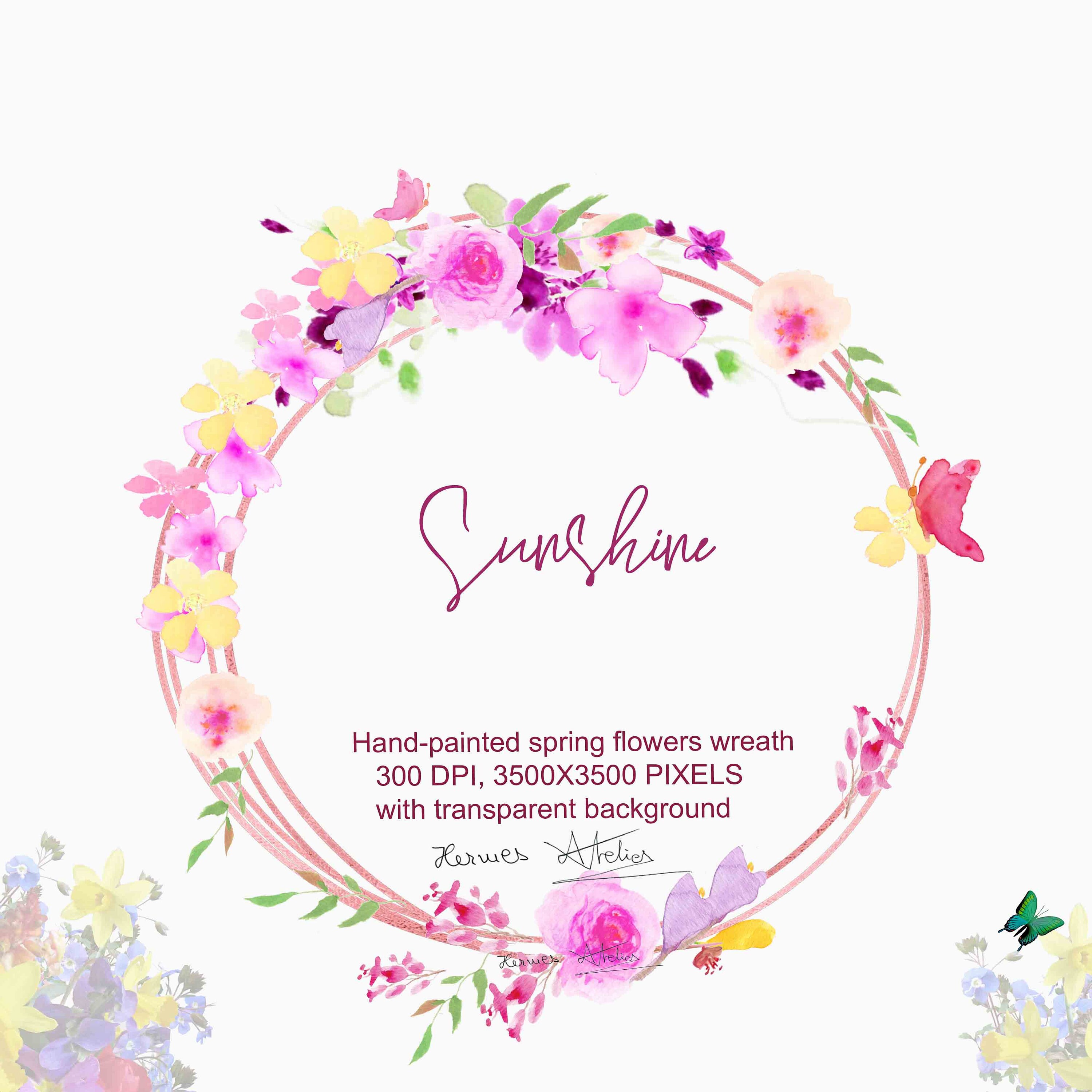 Magical Roses Clipart-tender Pastel-sunshine Spring Wreath-wedding ...