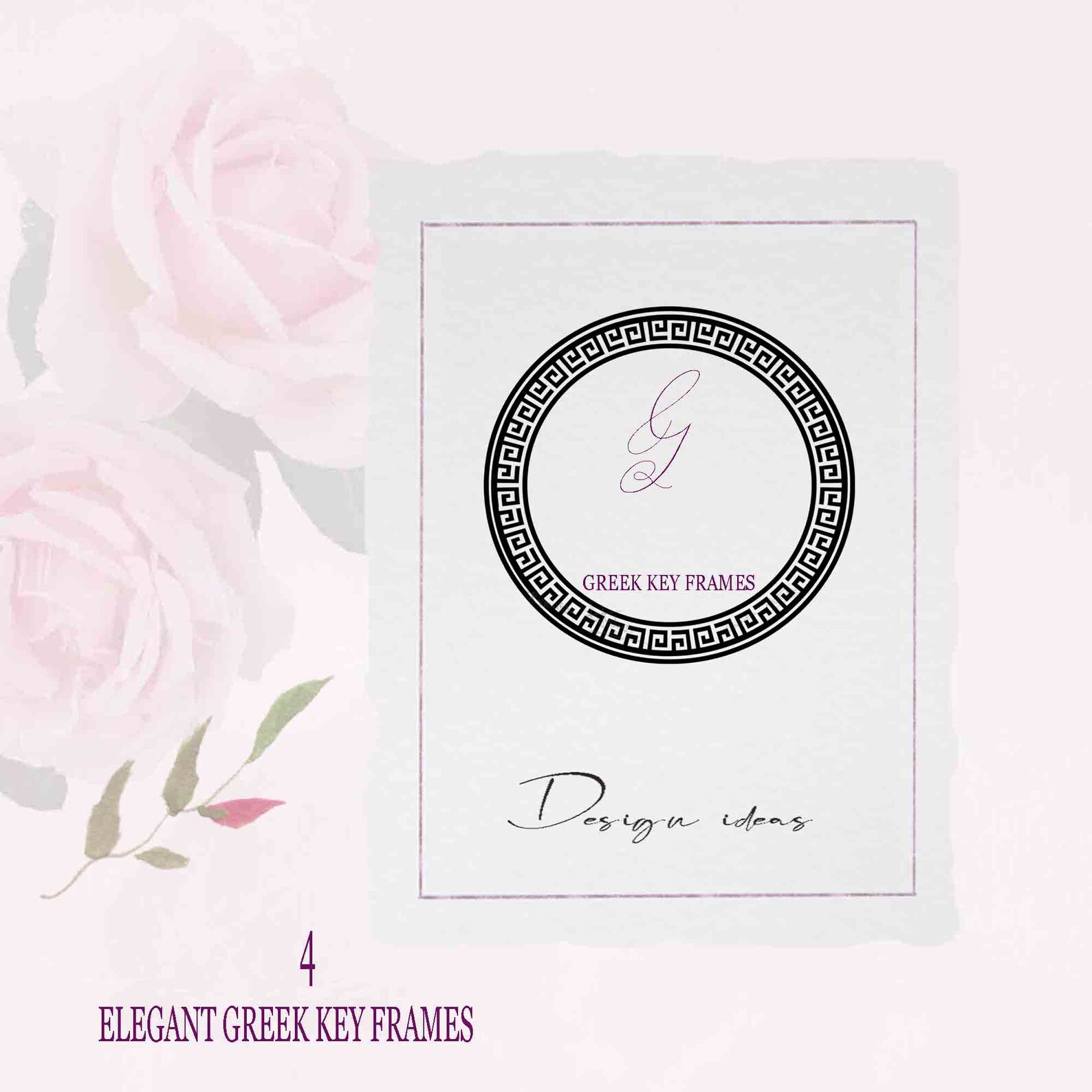 4 Beautiful Greek Key Frames Clipart PNG JPG Greek - Etsy