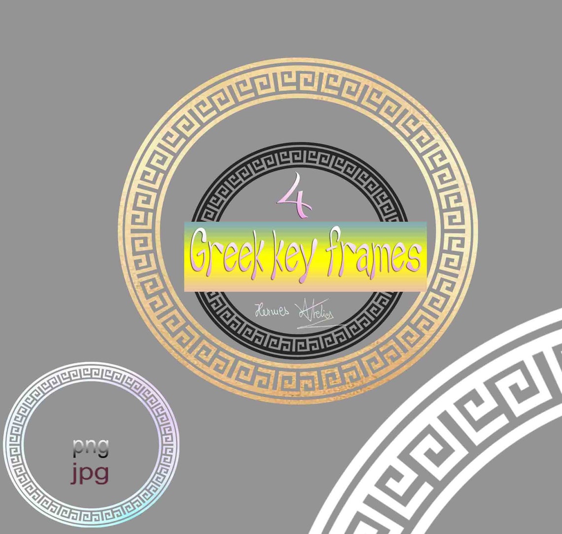 4 Beautiful Greek Key Frames Clipart PNG JPG Greek - Etsy