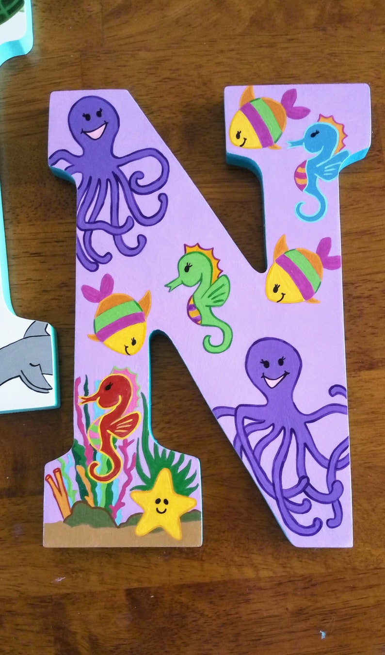 Aquatic Life Wall Letter, Mermaid Letters, Nursery Wall Letters, Custom ...