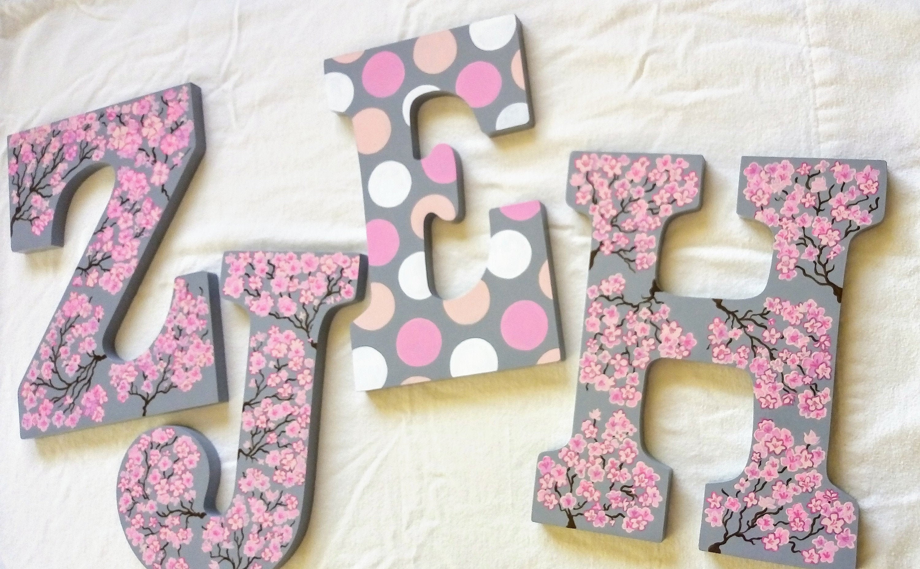 Cherry Blossom Wall Letters, Cherry Blossoms, Nursery Wall Letters ...