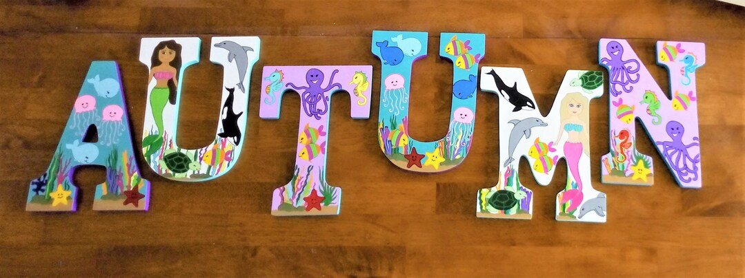 Aquatic Life Wall Letter, Mermaid Letters, Nursery Wall Letters, Custom ...