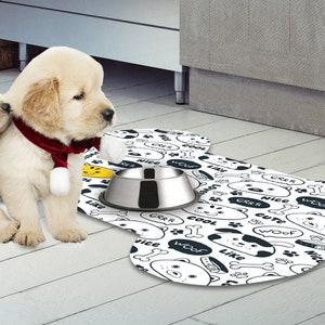 Dog Feeding Mat, Dog Placemats, Dog Rug, Pet Food Mat, Vinyl Floor Mat ...