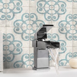 Light Blue Vintage Tile Stickers, Blue Machuca, Rustic Kitchen Tile ...