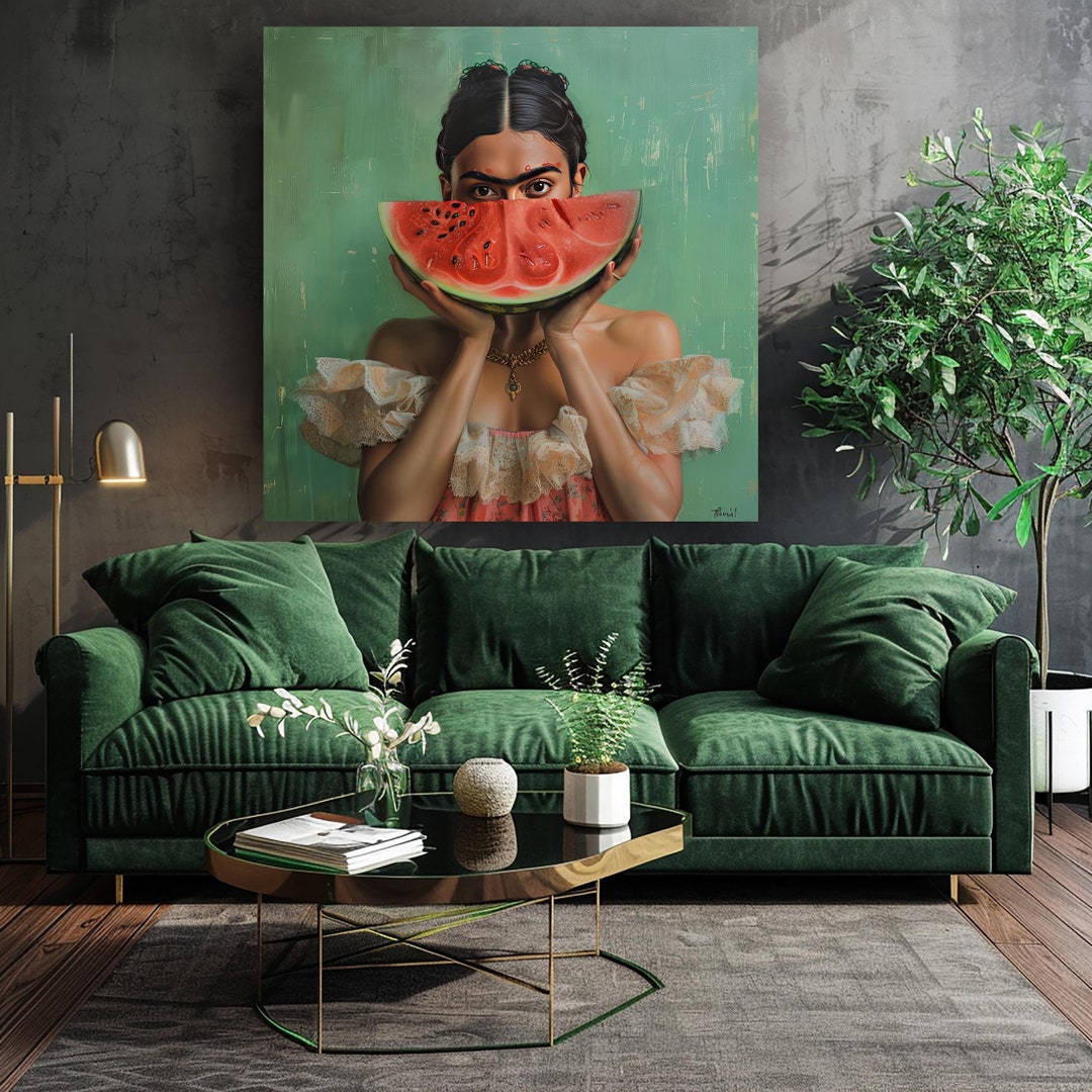Frida Kahlo Watermelon Canvas Print, Modern Figurative Art - Etsy