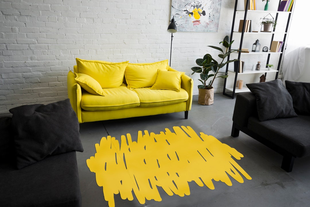 Yellow Striped Rug, Yellow Floor Mat, Yellow Living Room Decor ...
