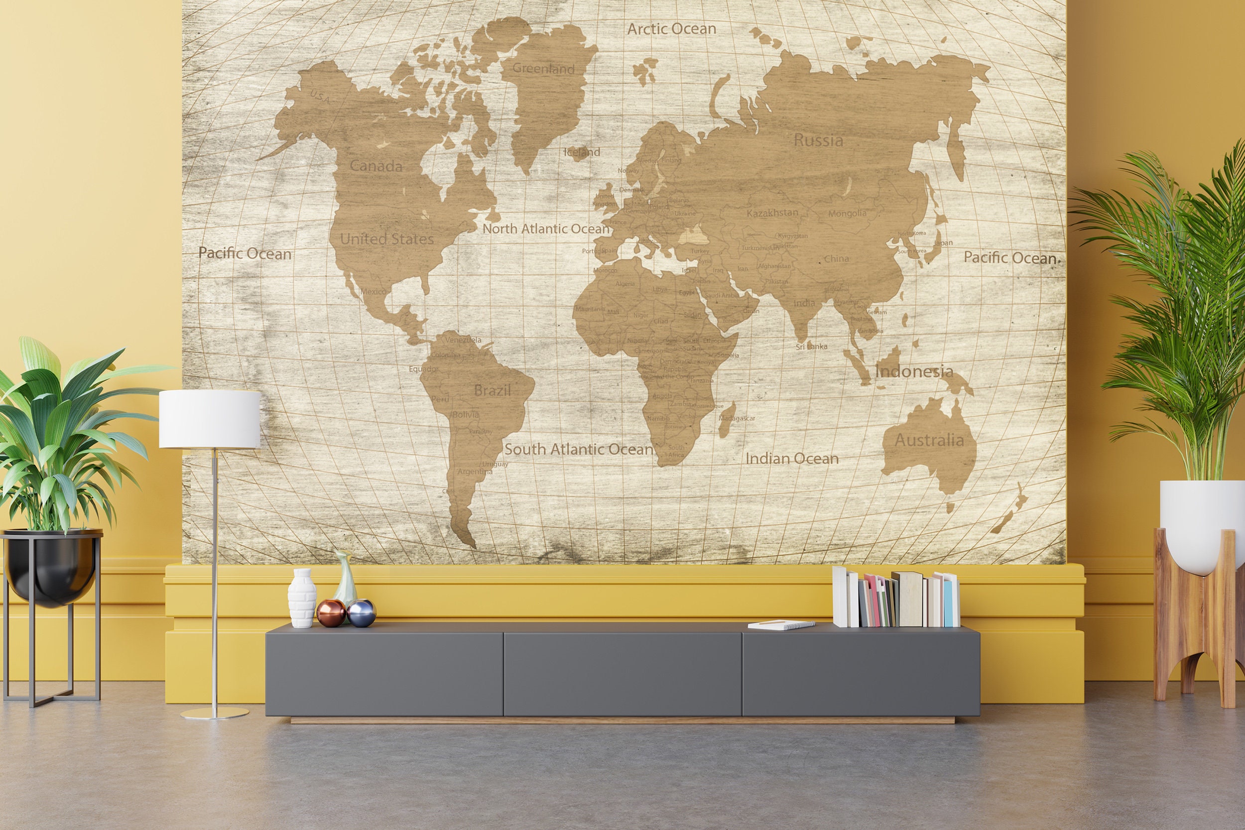 World Map Rustic Gold Wallpaper Peel&stick Vinyl Wallpaper - Etsy UK