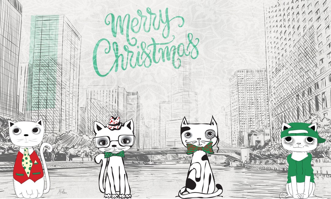 Funny Christmas Cats Vinyl Doormat, Holiday Welcome Mat - Etsy