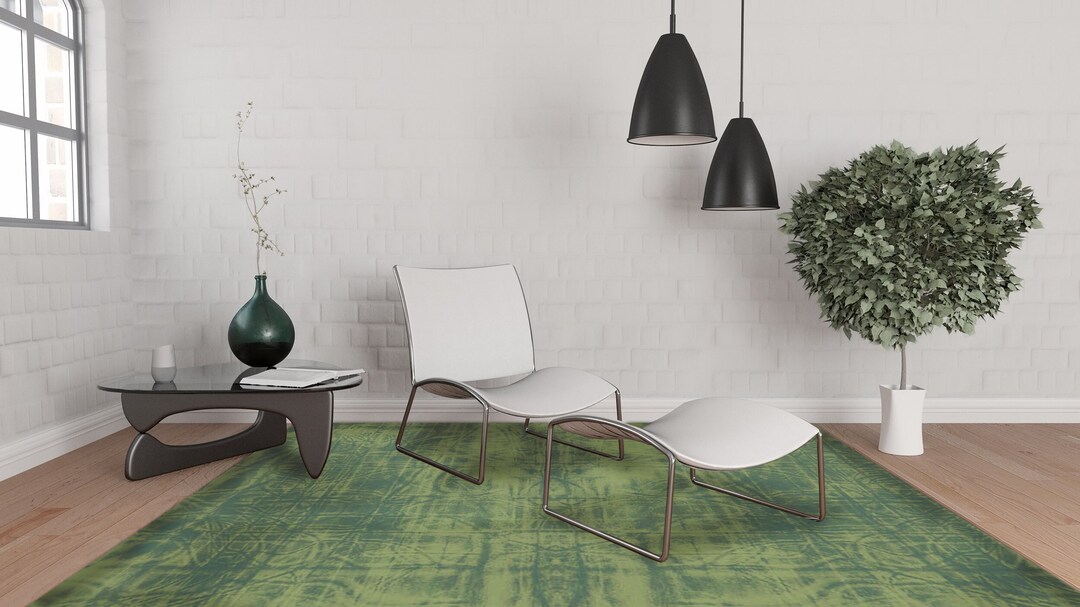 Vinyl Floor Rug, PVC Floor Mat, Green Bath Mat, Linoleum Flooring ...