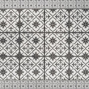 Grey Runner, Geometric Tile, Kitchen Runner, Tableware, PVC Table ...