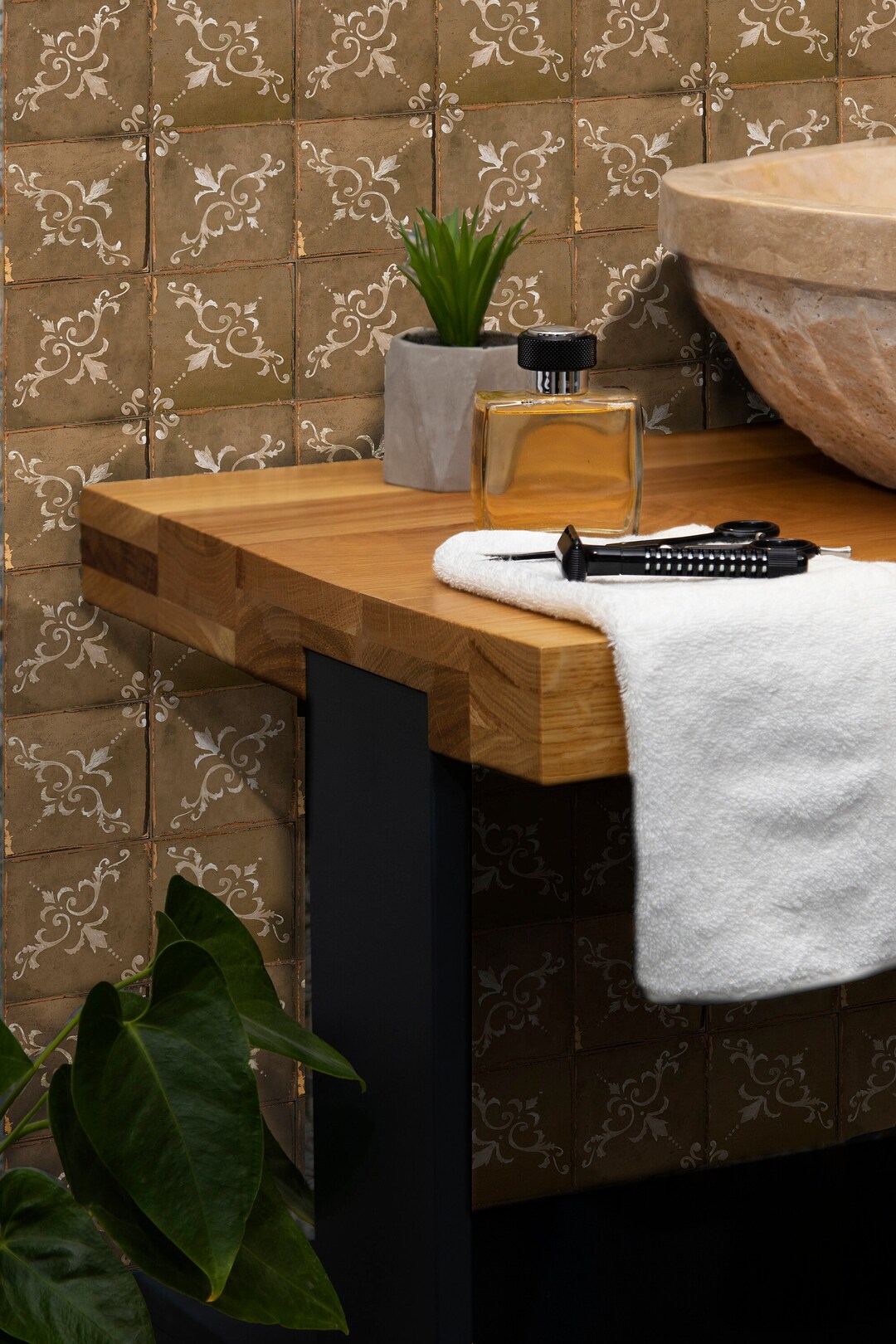 Camel Vintage Tile Stickers, Brown Machuca, Spanish Kitchen Tile, Floor ...