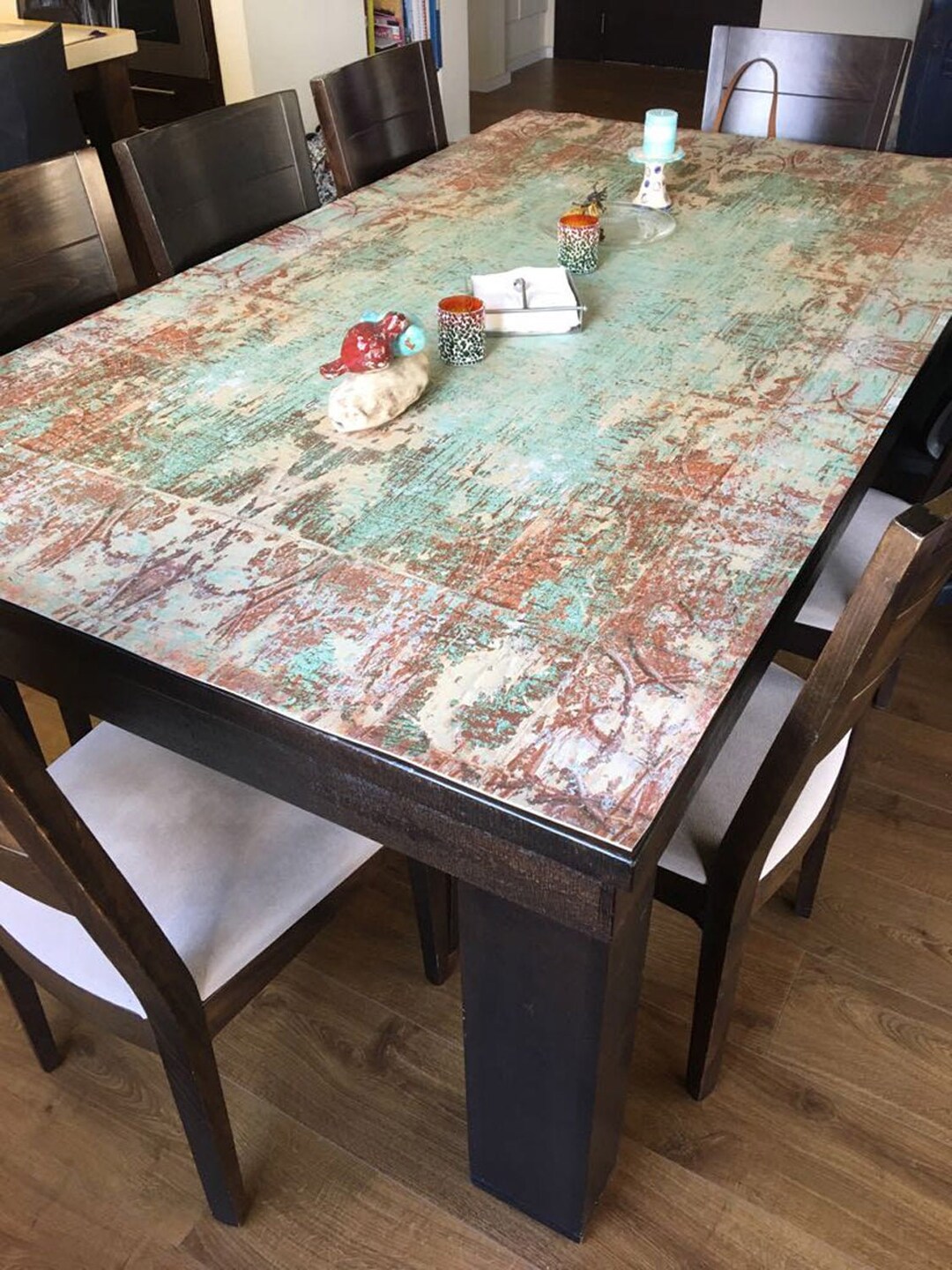 Table Green Covering, Runner, Vinyl Linoleum Cloth for Kitchen, Runner ...