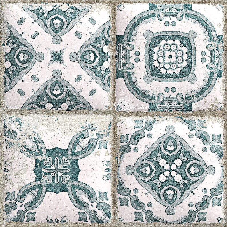 Vintage Tile Stickers Blue Green Machuca Spanish Kitchen - Etsy