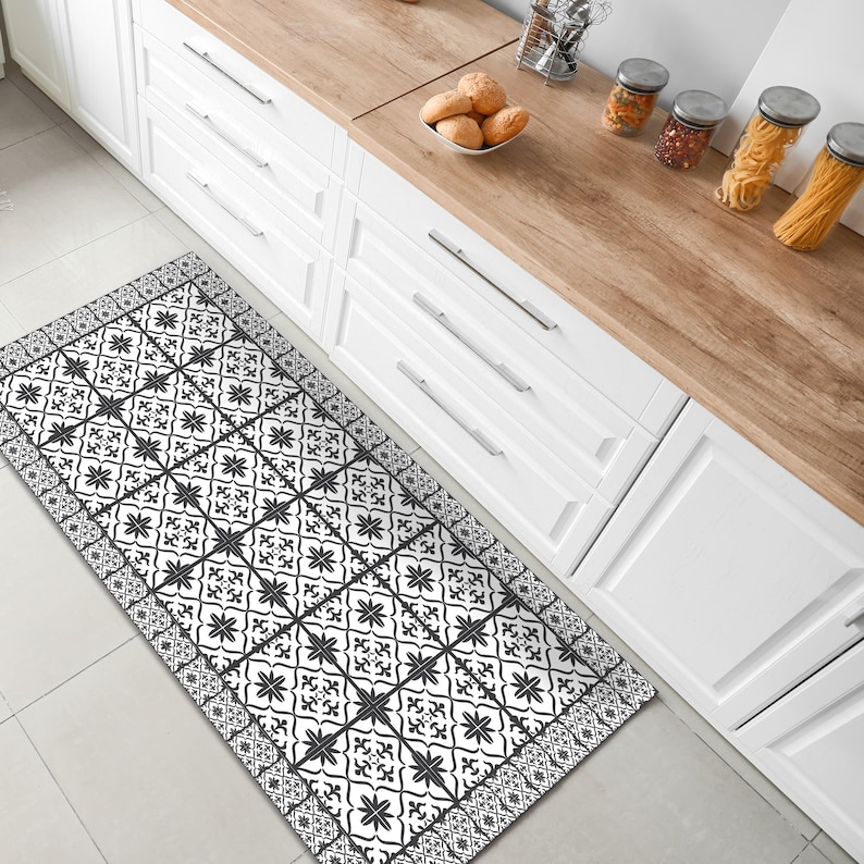 Grey Tiles Floor Mat Large Vinyl Floor Mat Vinyl Area Rug - Etsy