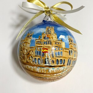 MADRID Ornament, Personalized Spain Countries. Hand Painted Square on ...