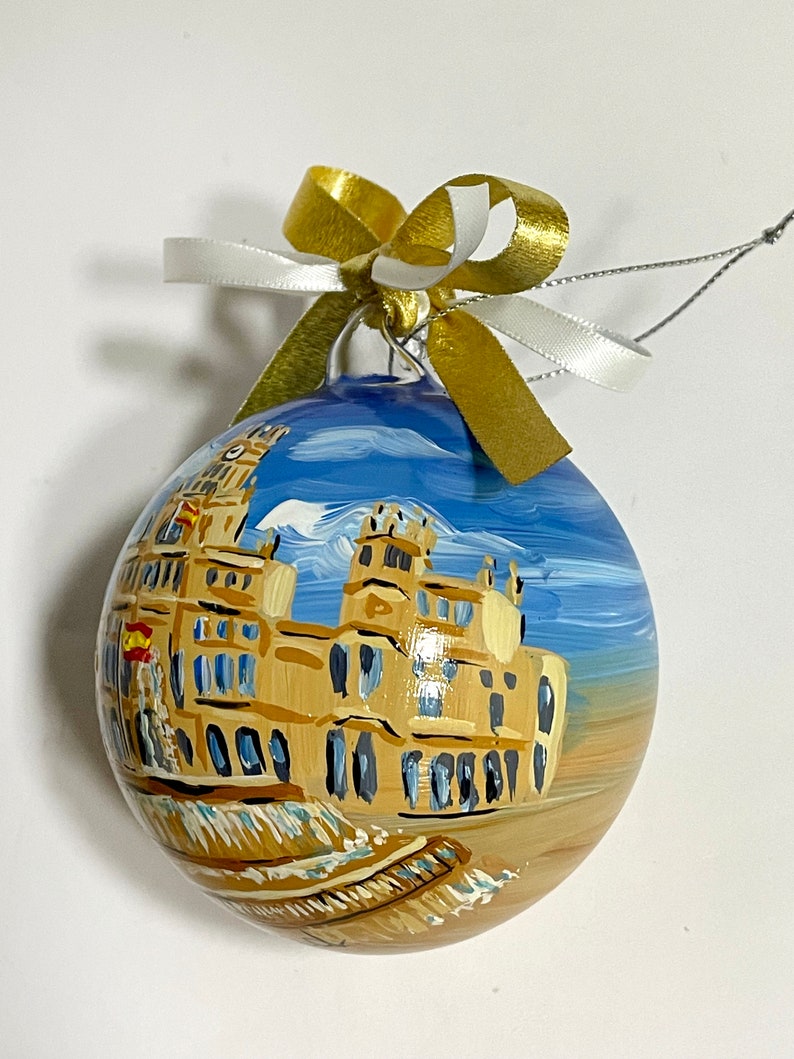 MADRID Ornament, Personalized Spain Countries. Hand Painted Square on ...