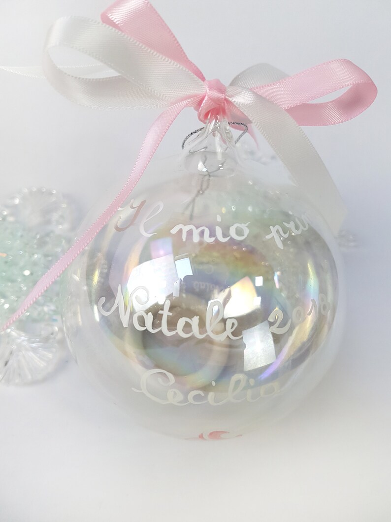 Custom Written Ball My First Christmas Date Name Phrase | Etsy