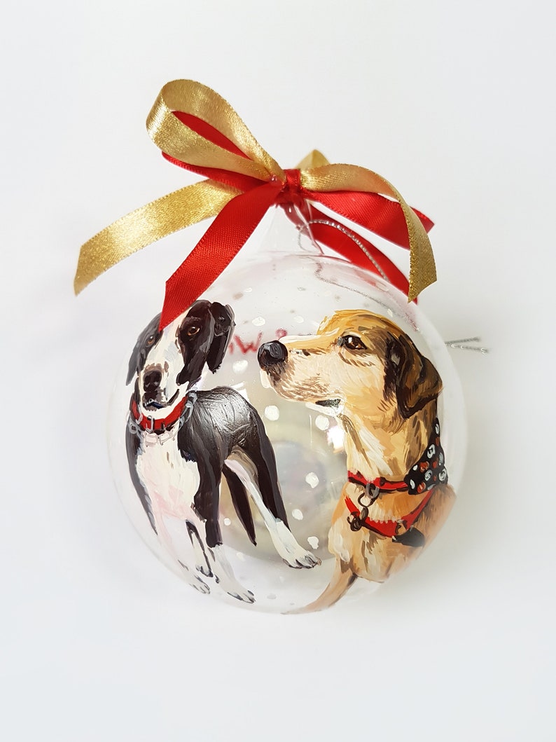 Two Dogs Portrayed on a Glass Sphere Hand-painted Copy From - Etsy