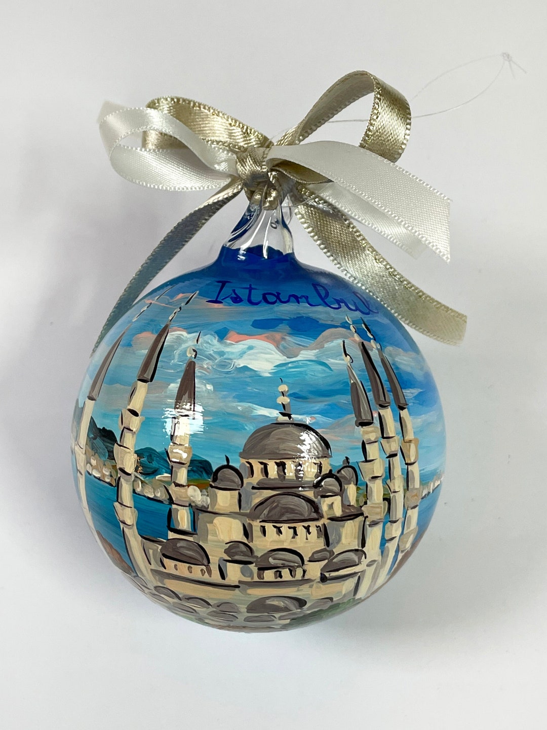 ISTANBUL Hand-painted Ornament, Christmas Ball Souvenir of Trip to ...